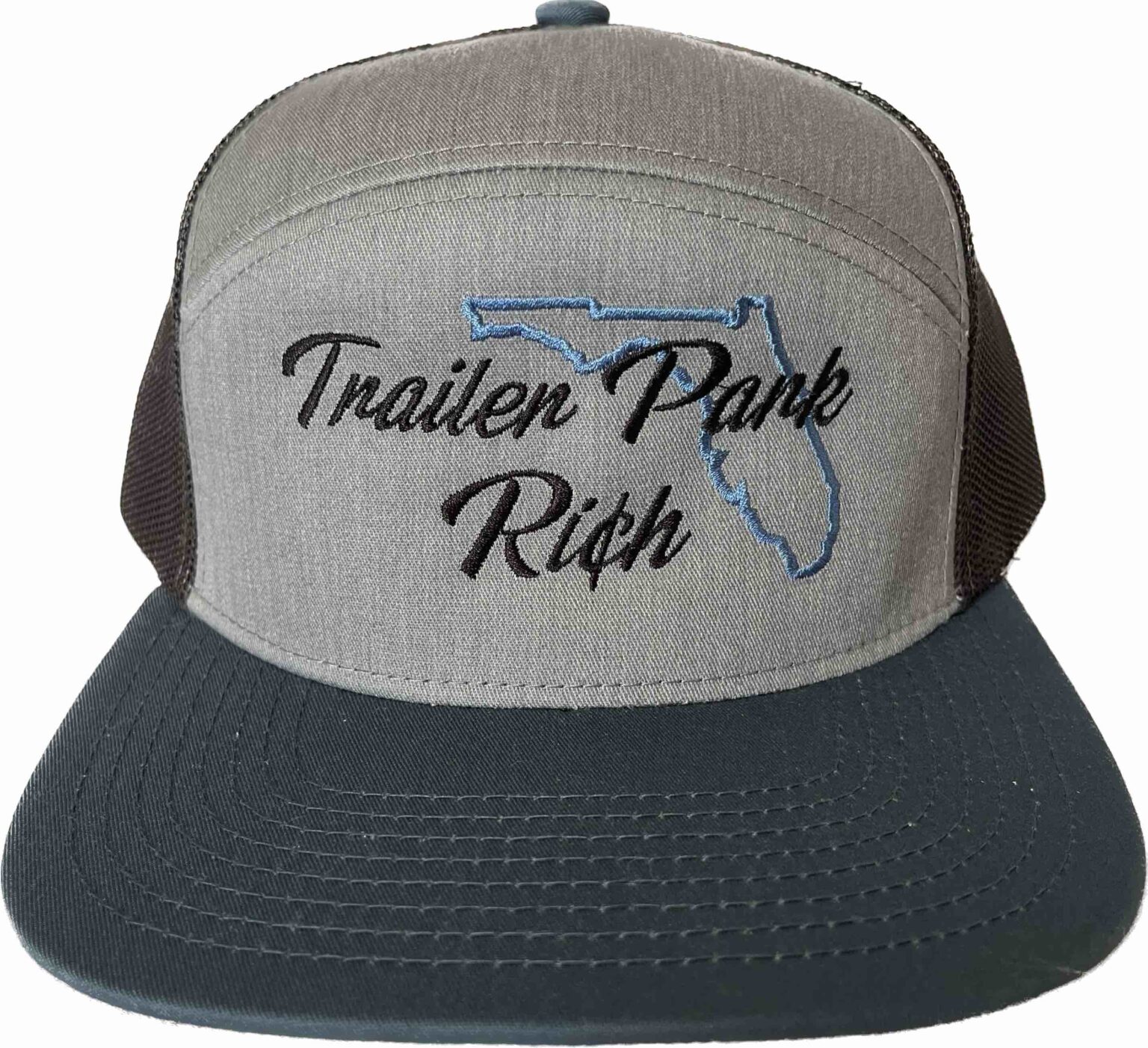 Blue & Gray Florida Box Flat Brim - Trailer Park Rich