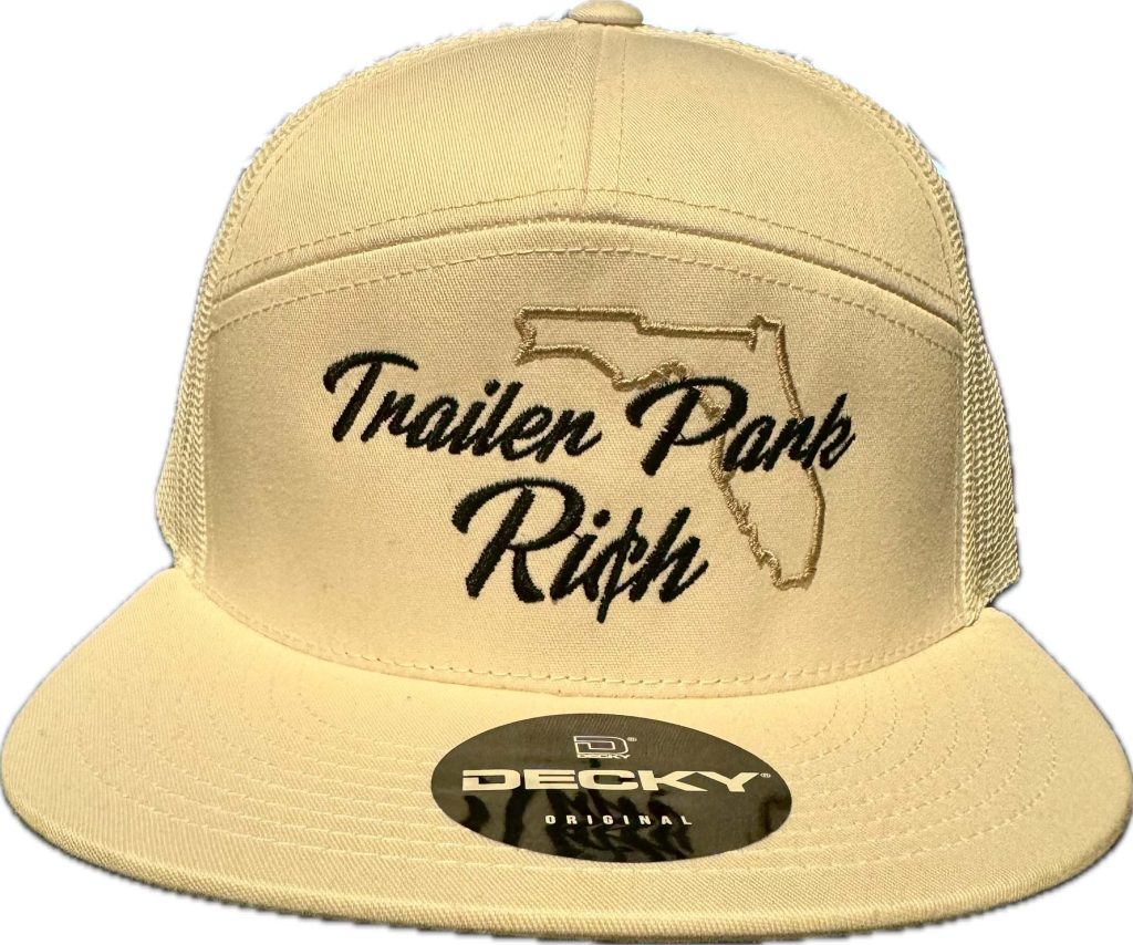 All White Panel Flat Brim - Trailer Park Rich